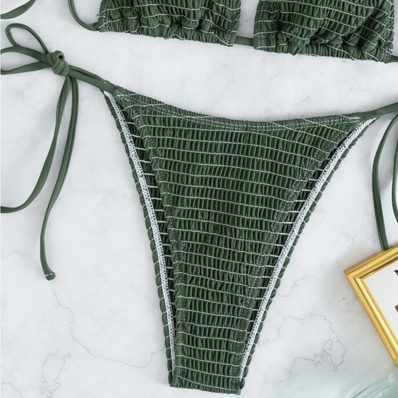 Couture Gypsy | Swim | Bohemian Olive Smocked Bikini Swim Swimsuit ...